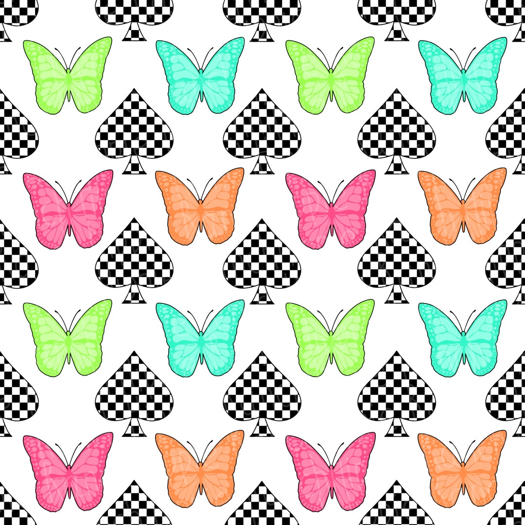 Checkered Butterfly Seamless Pattern. Digital Download Only. Png File ...