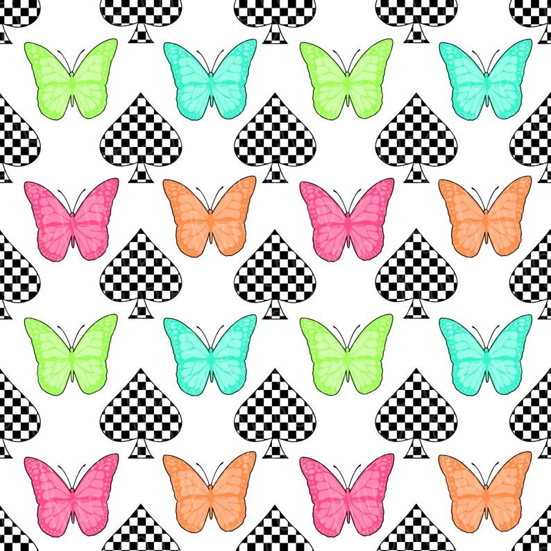 Checkered Butterfly Seamless Pattern. Digital Download Only. Png File ...