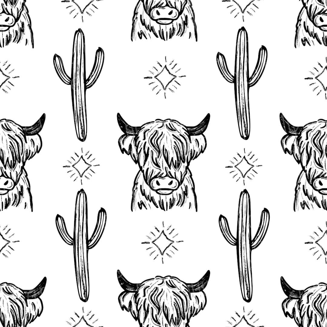 Highland Cow Seamless Pattern. Digital Download Only. Png File - Etsy
