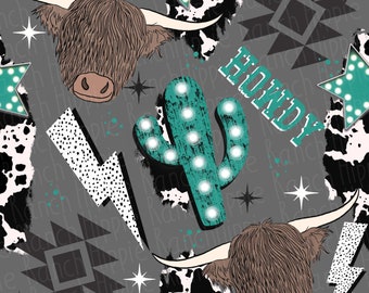 Highland Cow Seamless Pattern. Digital Download Only. Png File ...