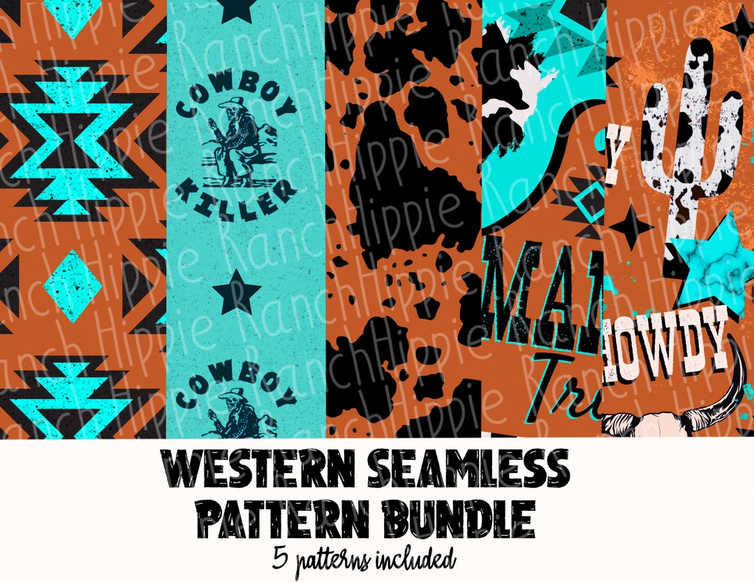 Western Seamless Pattern Bundle. 5 Patterns Included. Digital Download ...