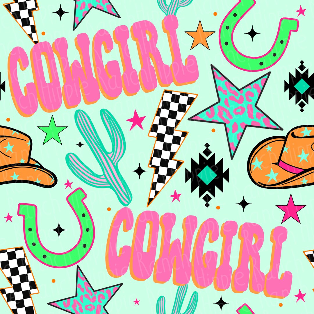 Cowgirl Seamless Pattern. Digital Download Only. Png File - Etsy