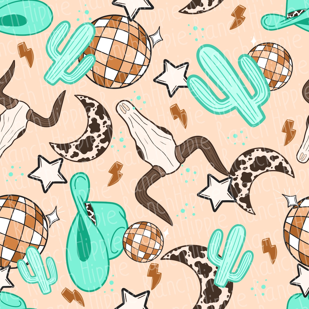 Western Disco Seamless Pattern. Digital Download Only. Png File - Etsy