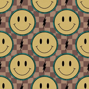 Checkered Turquoise Smile Seamless Pattern. Digital Download Only. Png ...