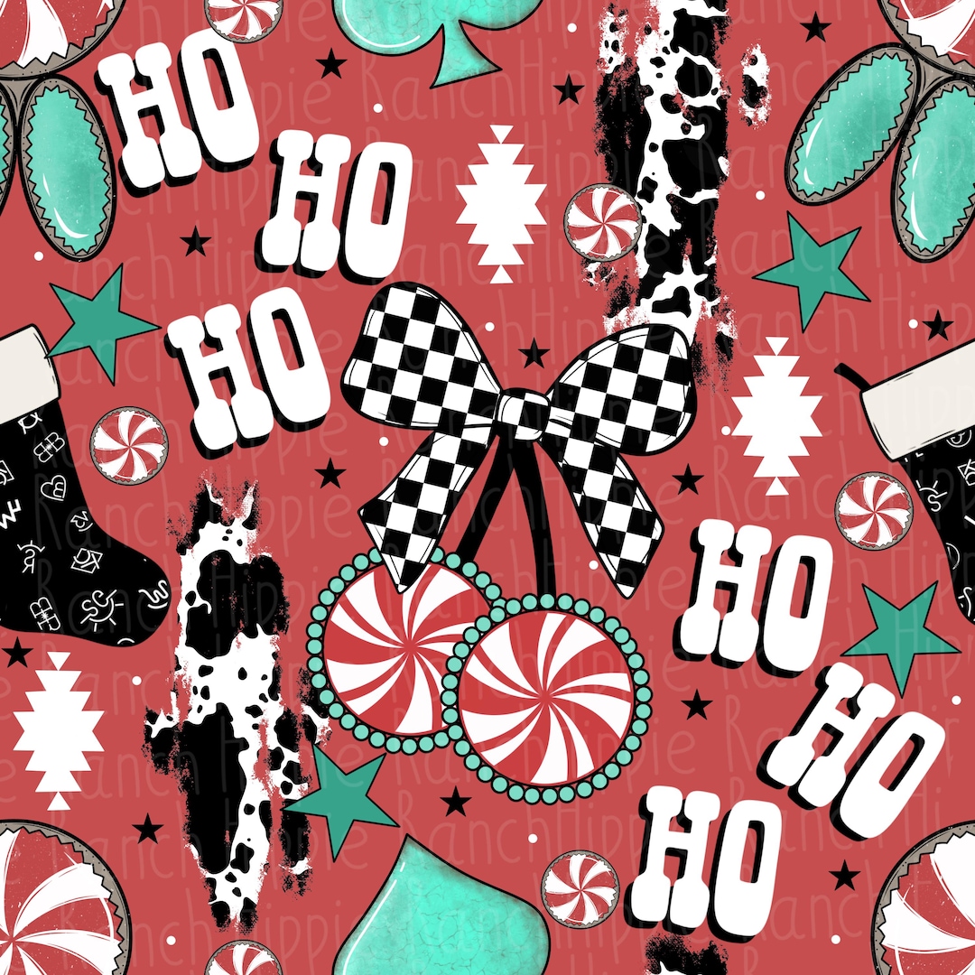 Western Turquoise Checkered Christmas Seamless Pattern. Digital ...