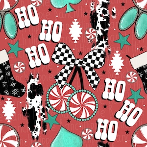 Western Turquoise Checkered Christmas Seamless Pattern. Digital ...