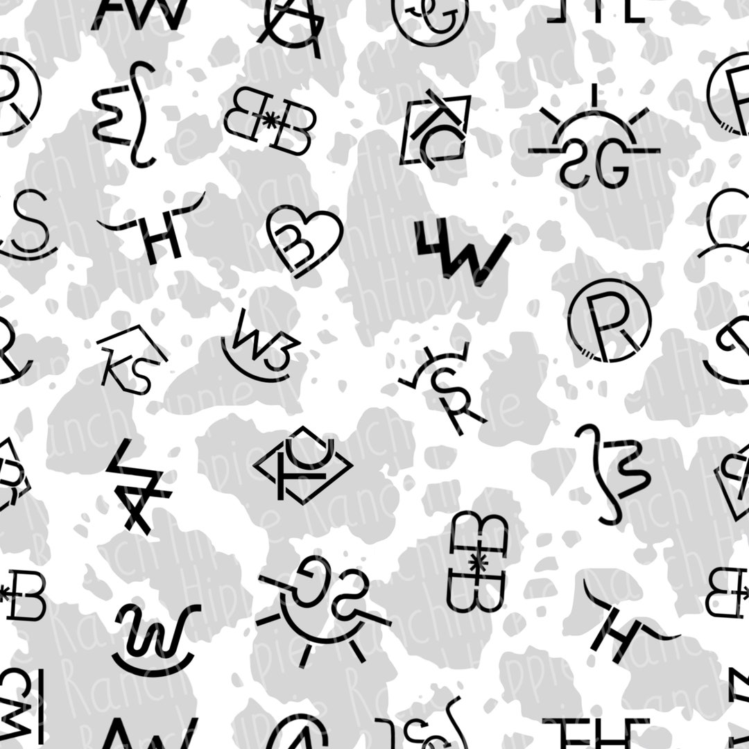 Western Seamless Pattern. Cow Print and Cattle Brand Png Design ...