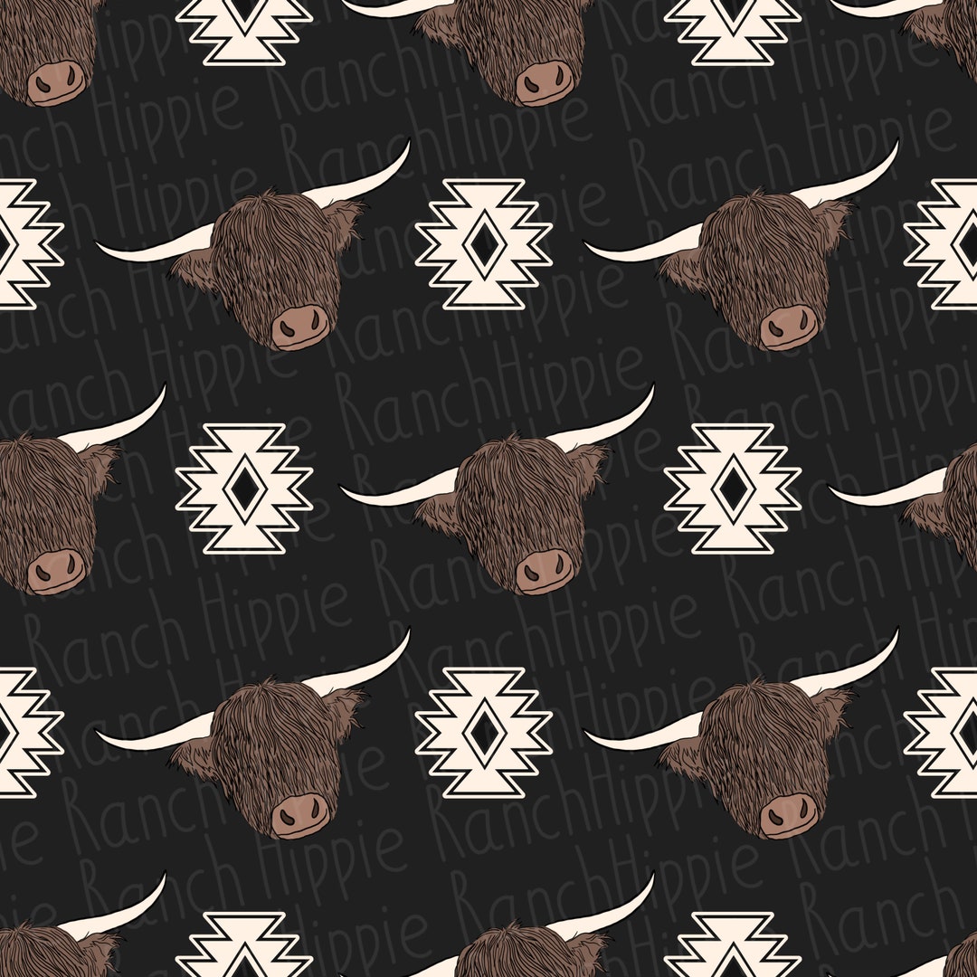 Highland Cow Aztec Seamless Pattern. Digital Download Only. PNG File - Etsy