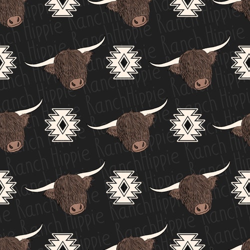 Highland Cow Seamless Pattern. Digital Download Only. Png File - Etsy