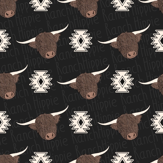 Highland Cow Aztec Seamless Pattern. Digital Download Only. - Etsy UK