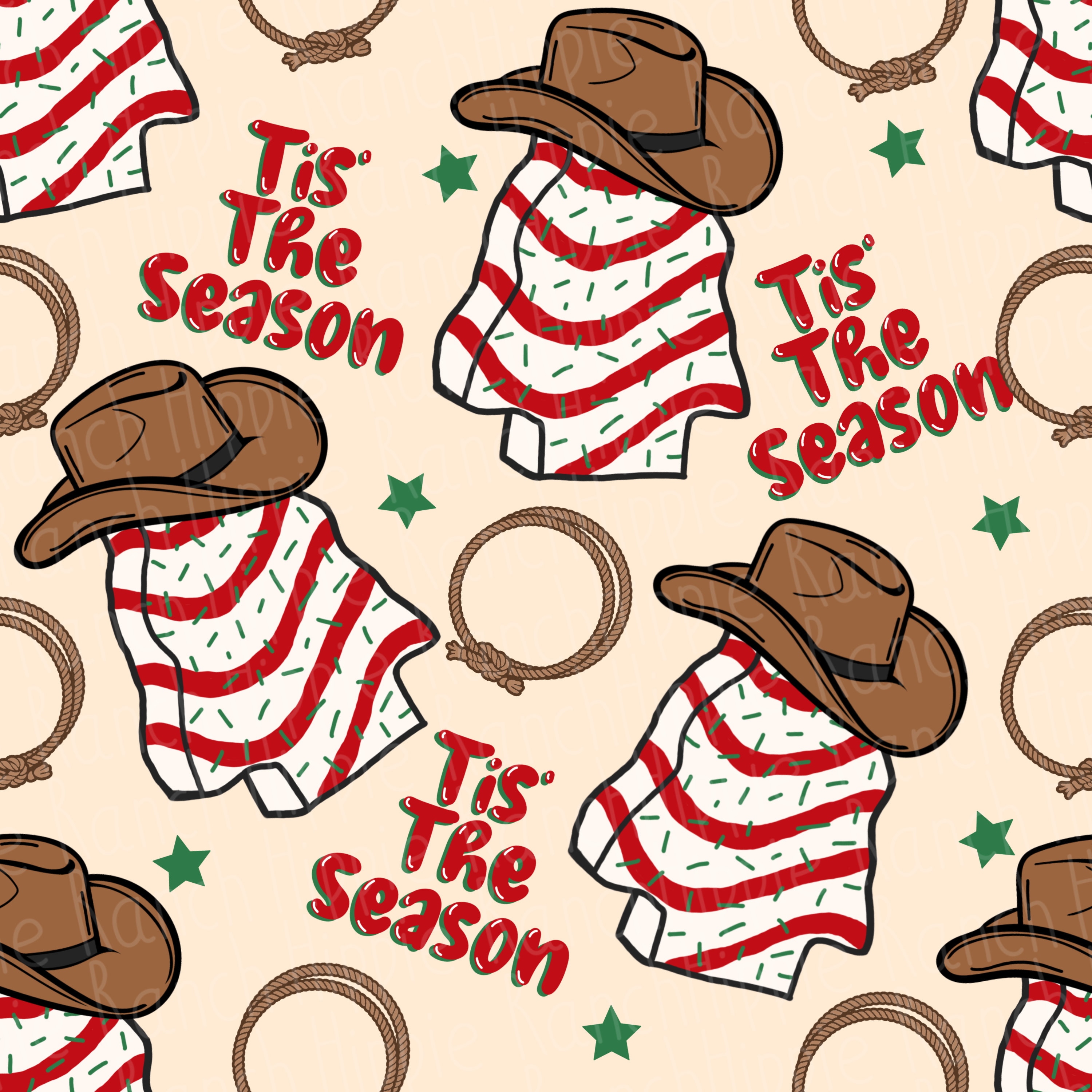Cowboy Christmas Seamless Pattern. Digital Download Only. Png File - Etsy