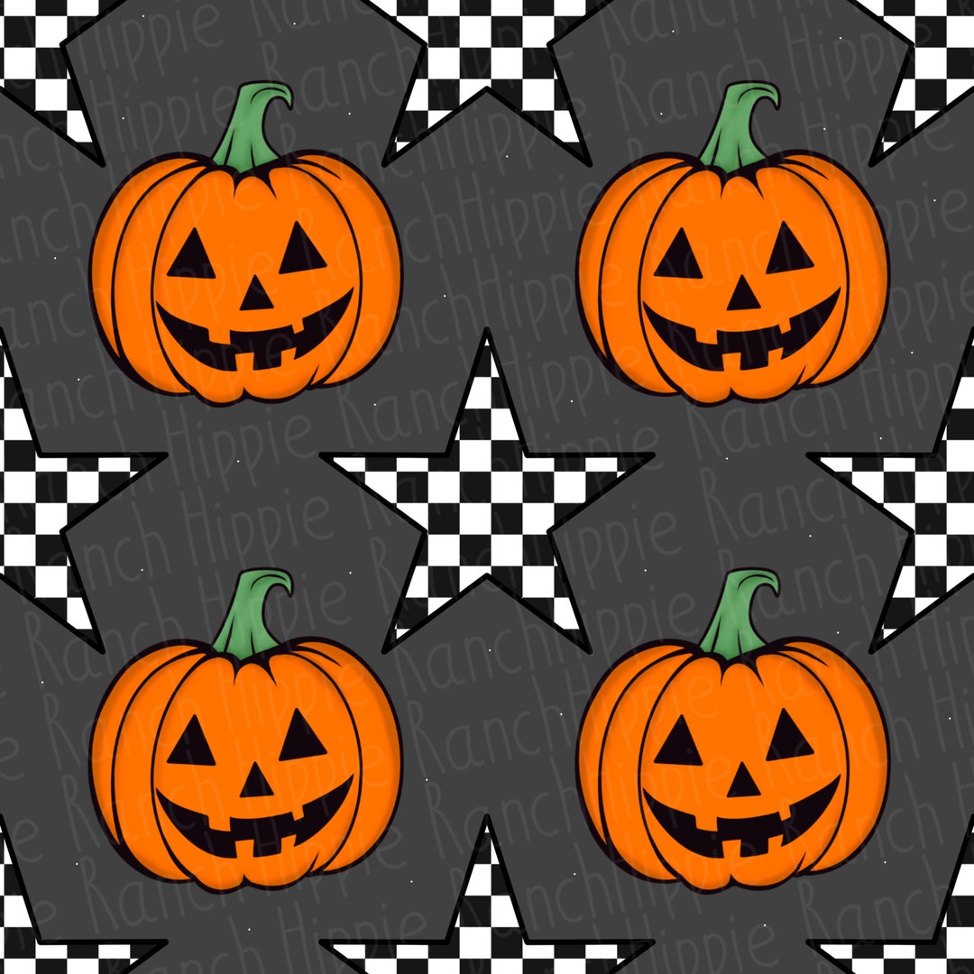 Halloween Seamless Pattern. Checkered Png. Pumpkin Png. Digital ...