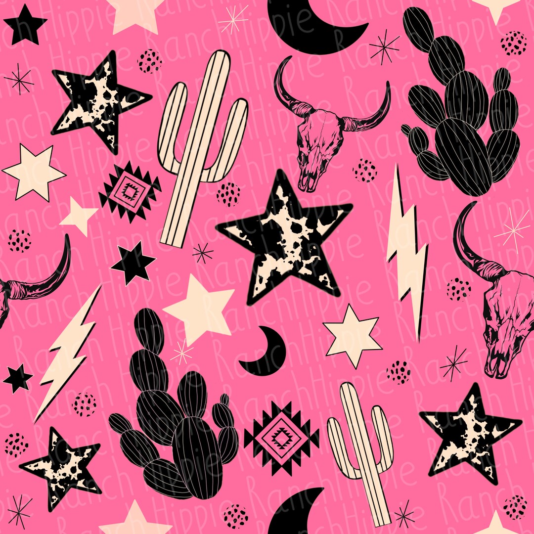 Western Seamless Pattern. Pink Western. Digital Download Only. Png File ...