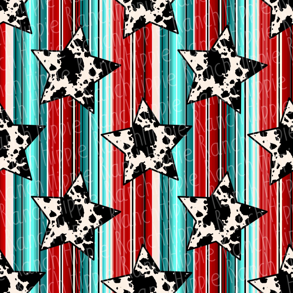 Serape and Cow Print Star Seamless Pattern. Digital Download Only. Png ...