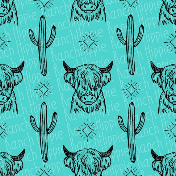 Highland Cow Seamless Pattern. Digital Download Only. Png File - Etsy