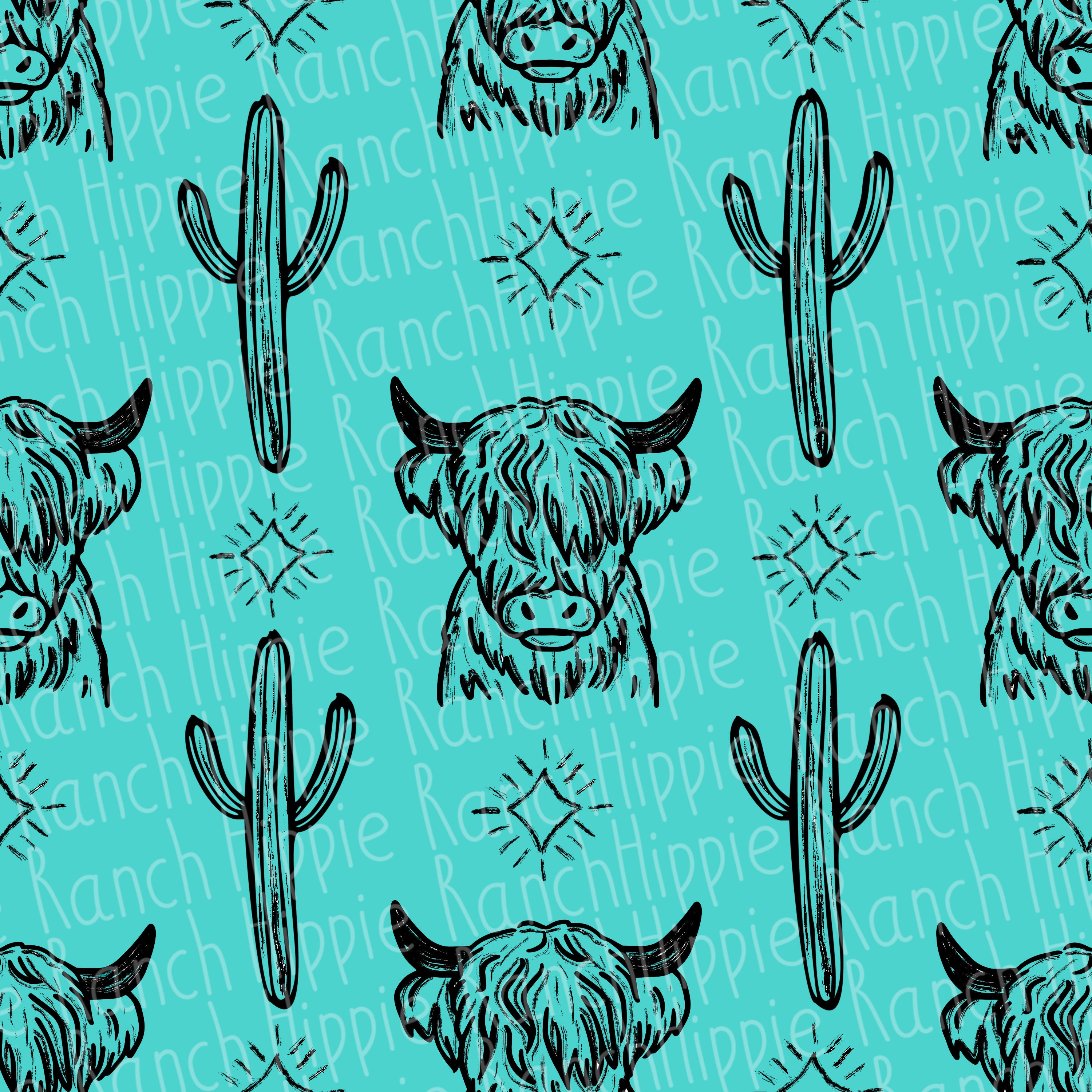 Highland Cow Seamless Pattern. Digital Download Only. Png File ...