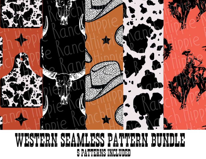 Western Seamless Pattern Bundle. 5 Patterns Included. Digital - Etsy