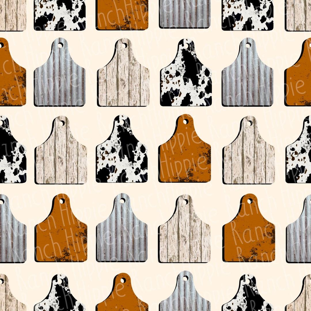 Cow Tag Seamless Pattern. Digital Download Only. Png File - Etsy