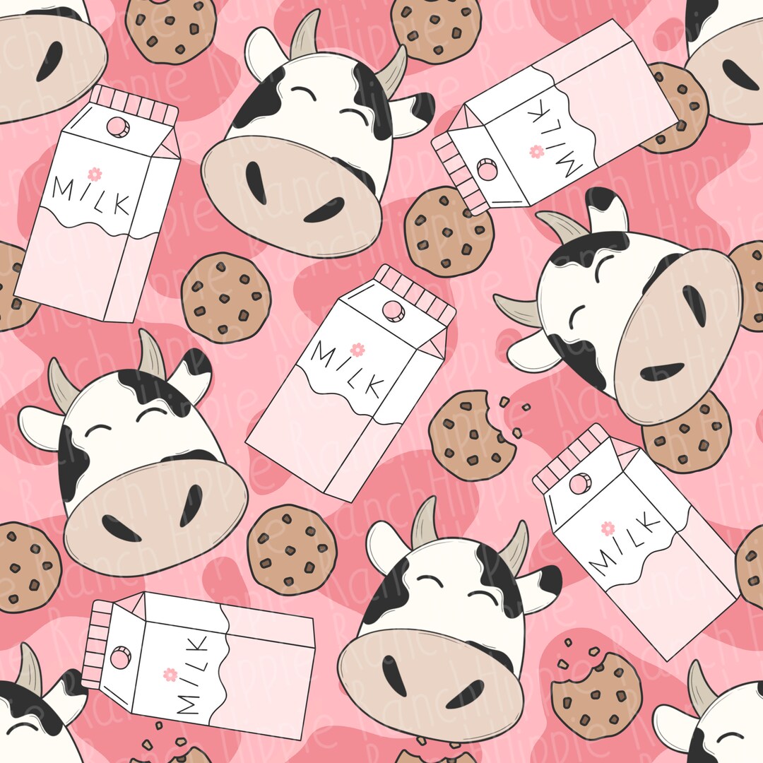 Strawberry Milk Cow Seamless Pattern. Western Seamless Png. Pink Png ...