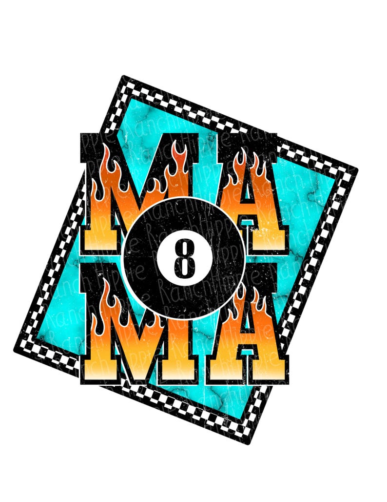 Mama 8 Ball Png. Turquoise Png. Checkered Png. Digital Download Only - Etsy