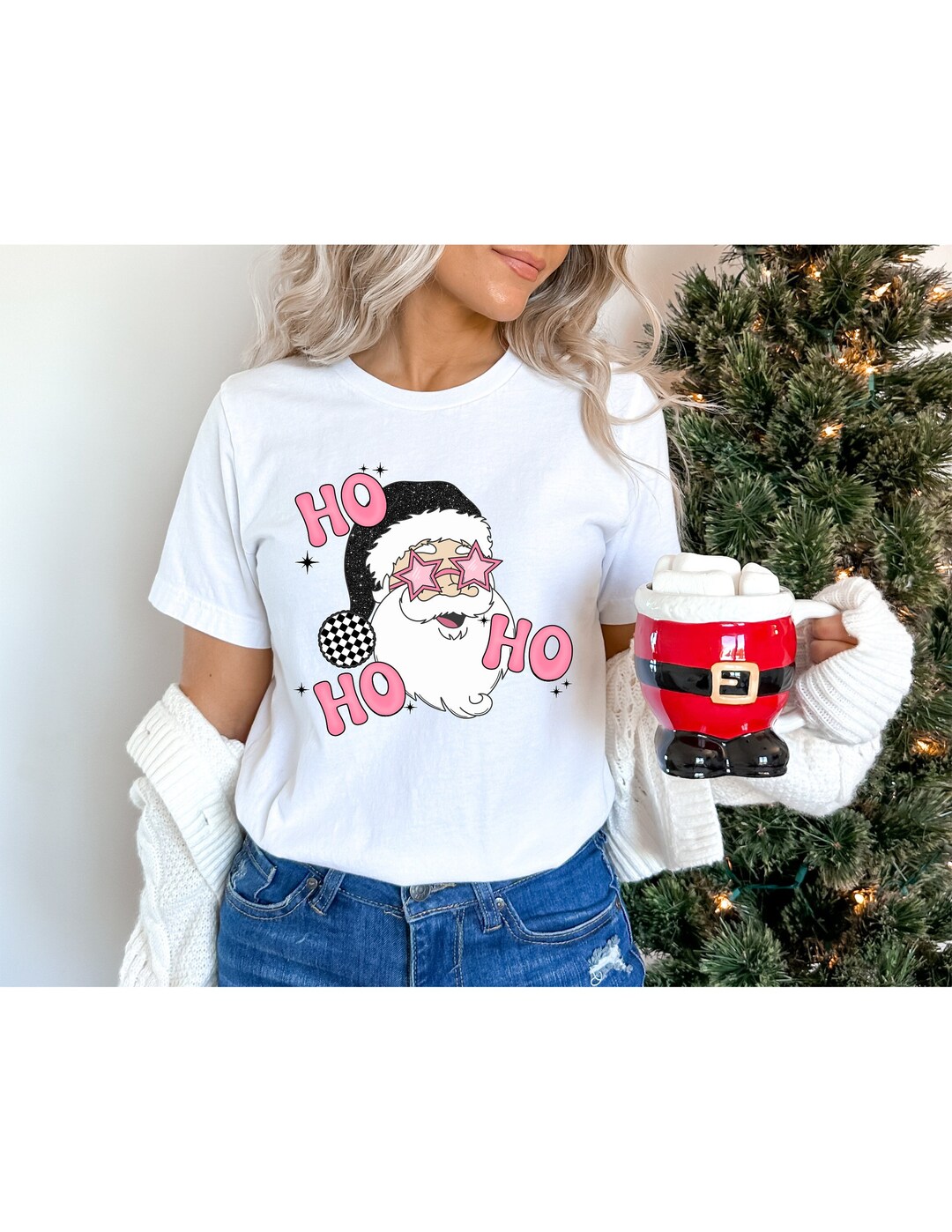 Christmas Png. Pink Checkered Santa Png. Digital Download Only. Png ...