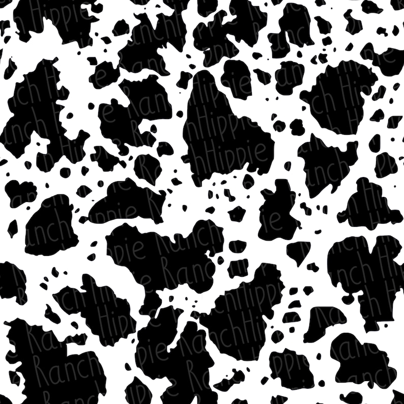 Black and White Cow Print Seamless Pattern. Digital Download Only. Png ...