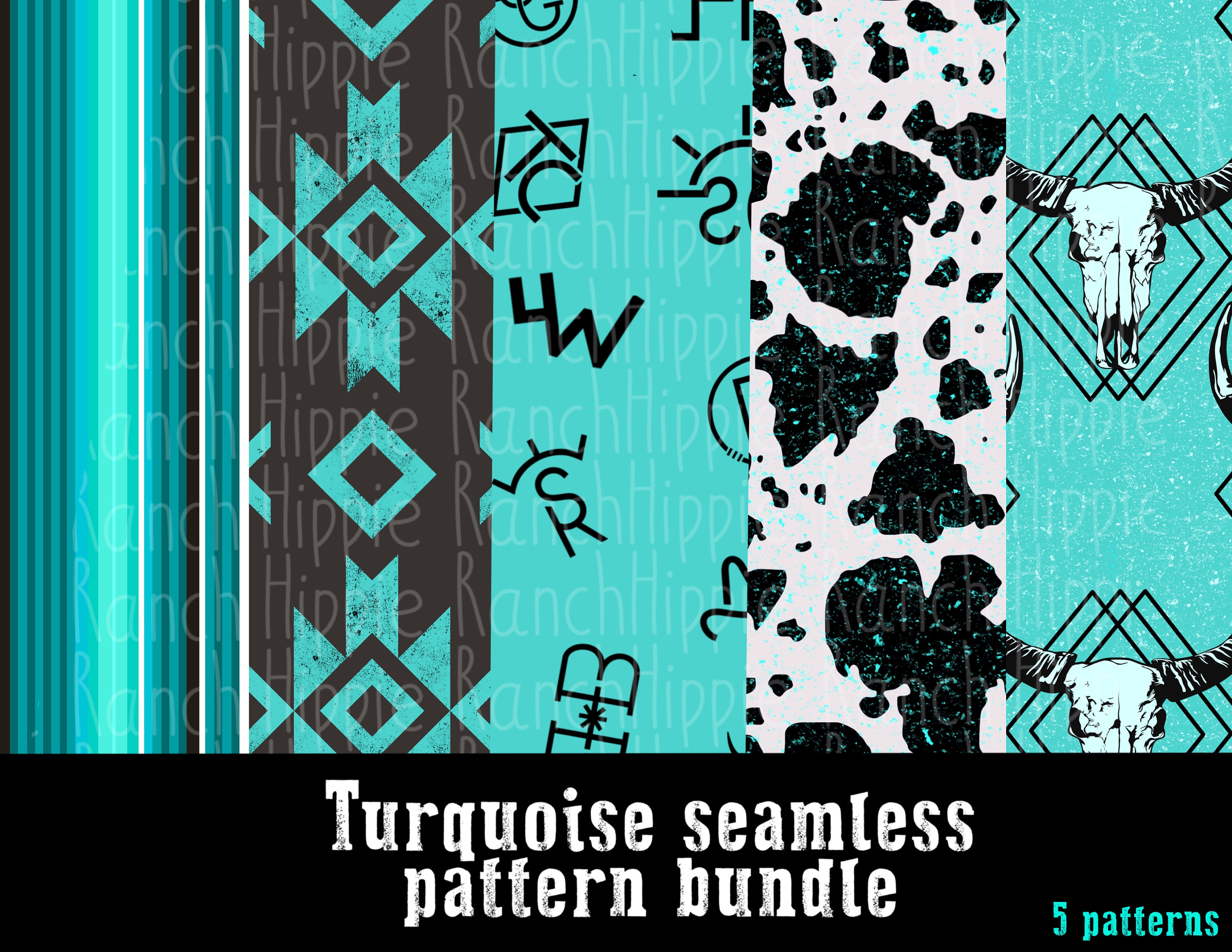 Turquoise Western Seamless Pattern Bundle. 5 Patterns - Etsy