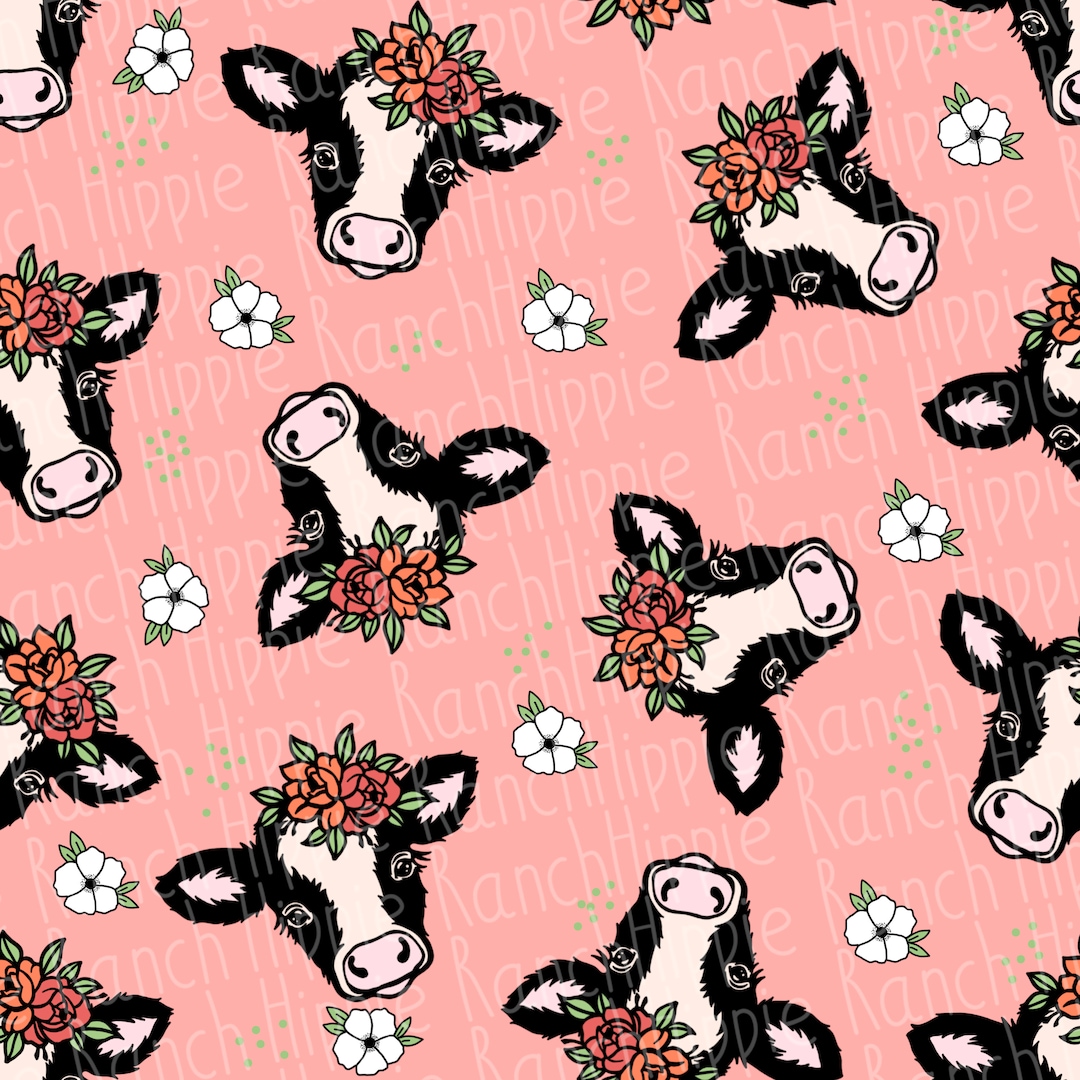Floral Cow Seamless Pattern. Digital Download Only. Png File - Etsy
