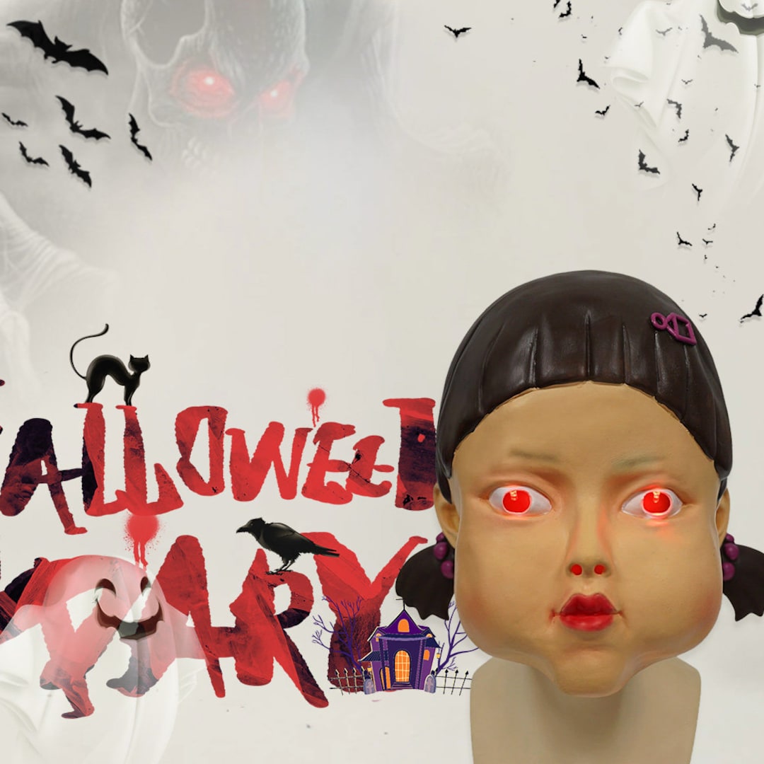 Halloween Squid Game Doll Mask Costumesquid Girl Mask Etsy