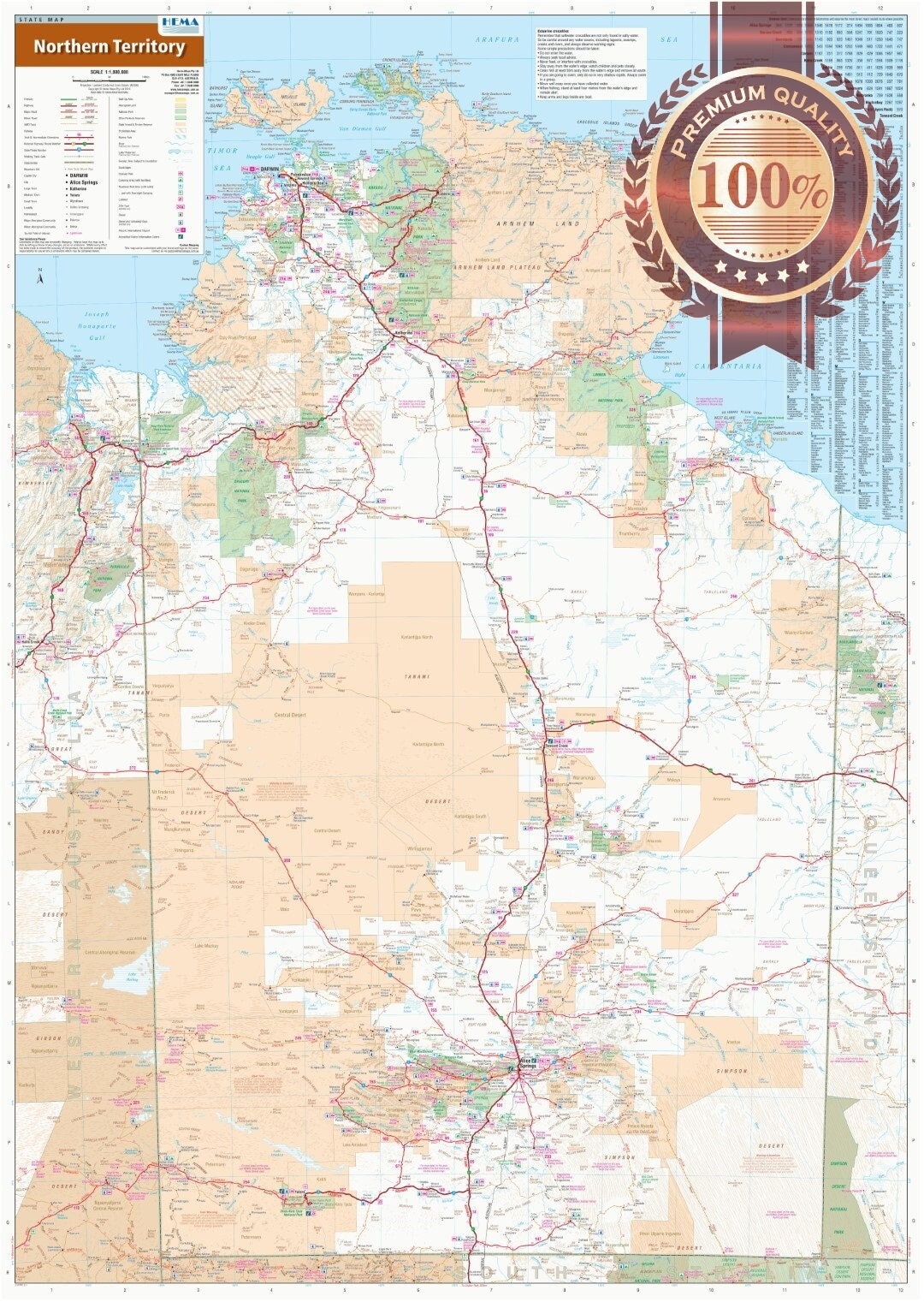 Hema Detailed Map of Northern Territory Poster NT Aus Australian Roads ...