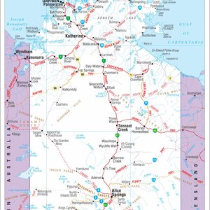 Detailed Map of Northern Territory NT Aus Australian Roads Premium Waterproof Tear Proof Poster ...