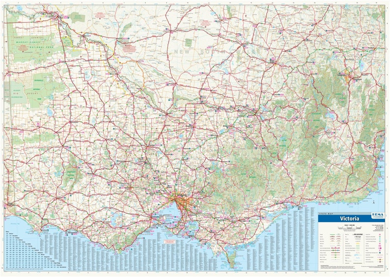 Hema Detailed Map of Victoria Poster Vic Aus Australian Roads Premium ...
