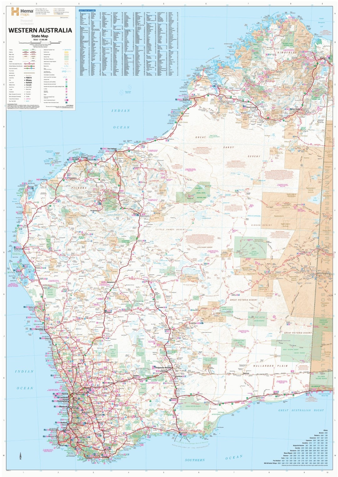 Hema Detailed Map of Western Australia Poster WA Aus Australian Roads ...