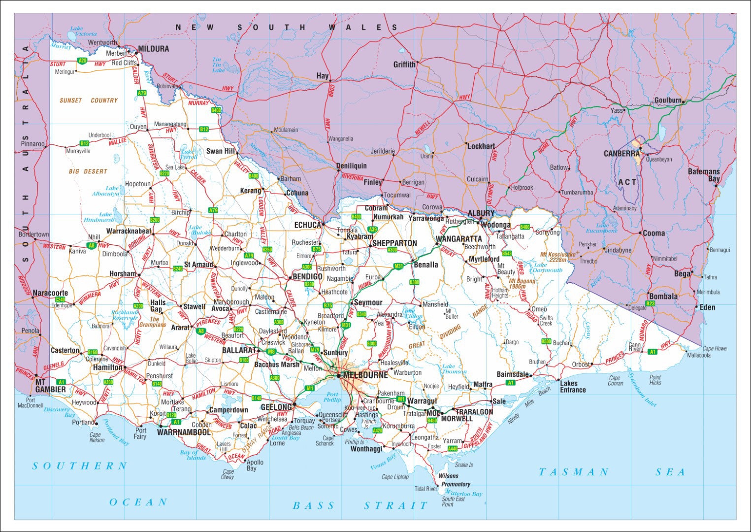 Detailed Map of Victoria Vic Aus Australian Roads Premium Waterproof ...