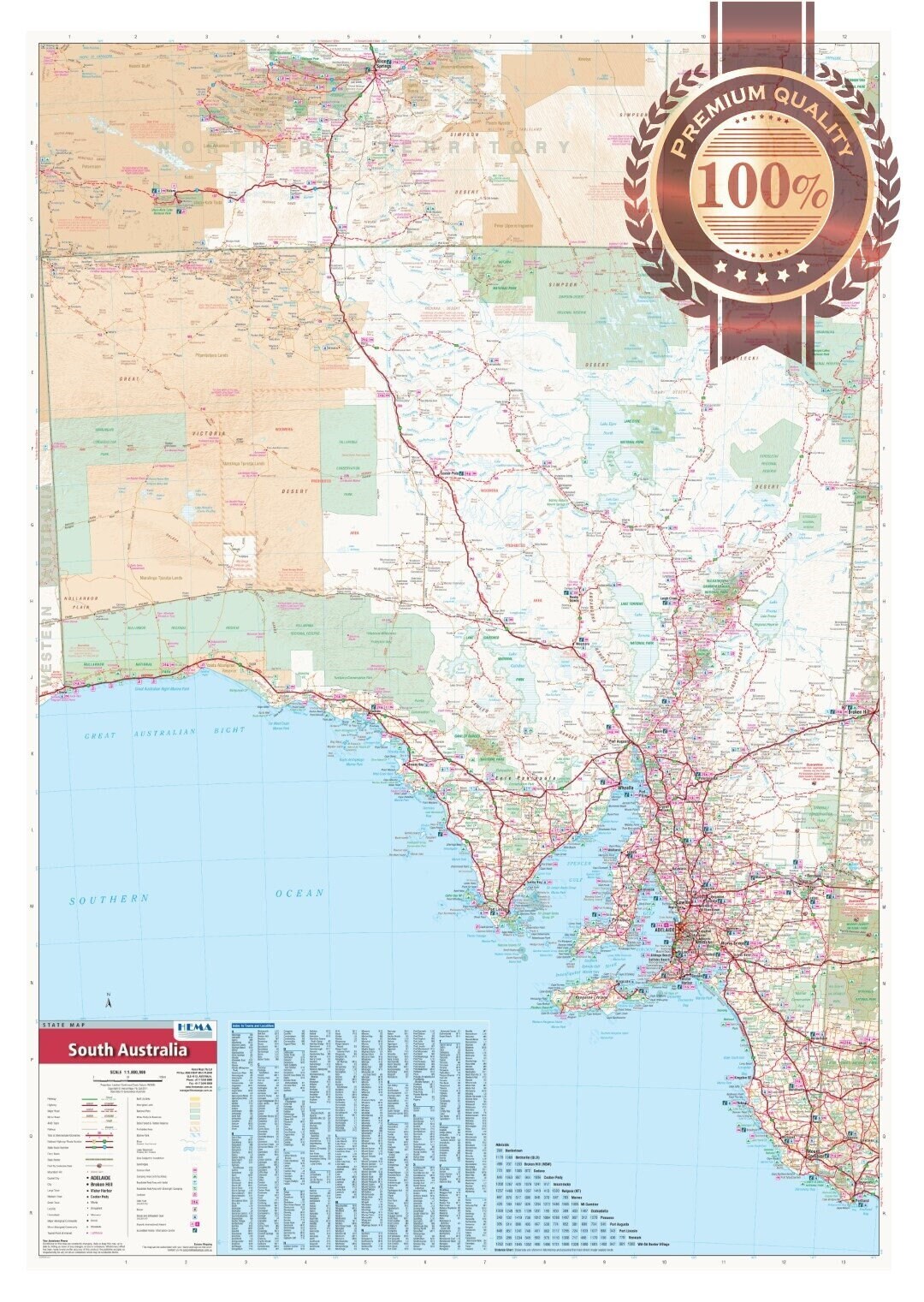 Hema Detailed Map of South Australia Poster SA Aus Australian Roads ...