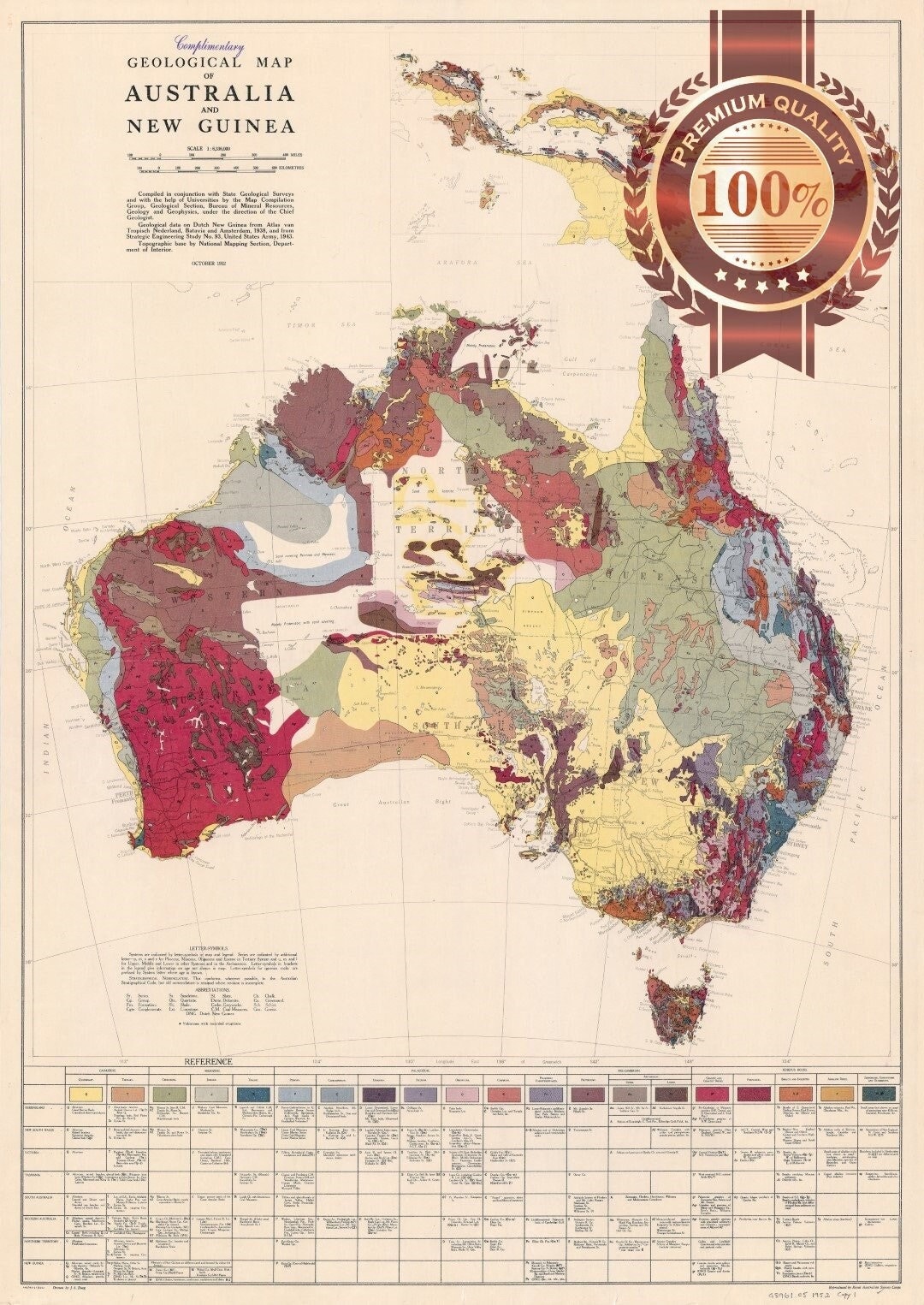 Detailed Geological Map of Australia Aus Premium Waterproof Tear Proof ...