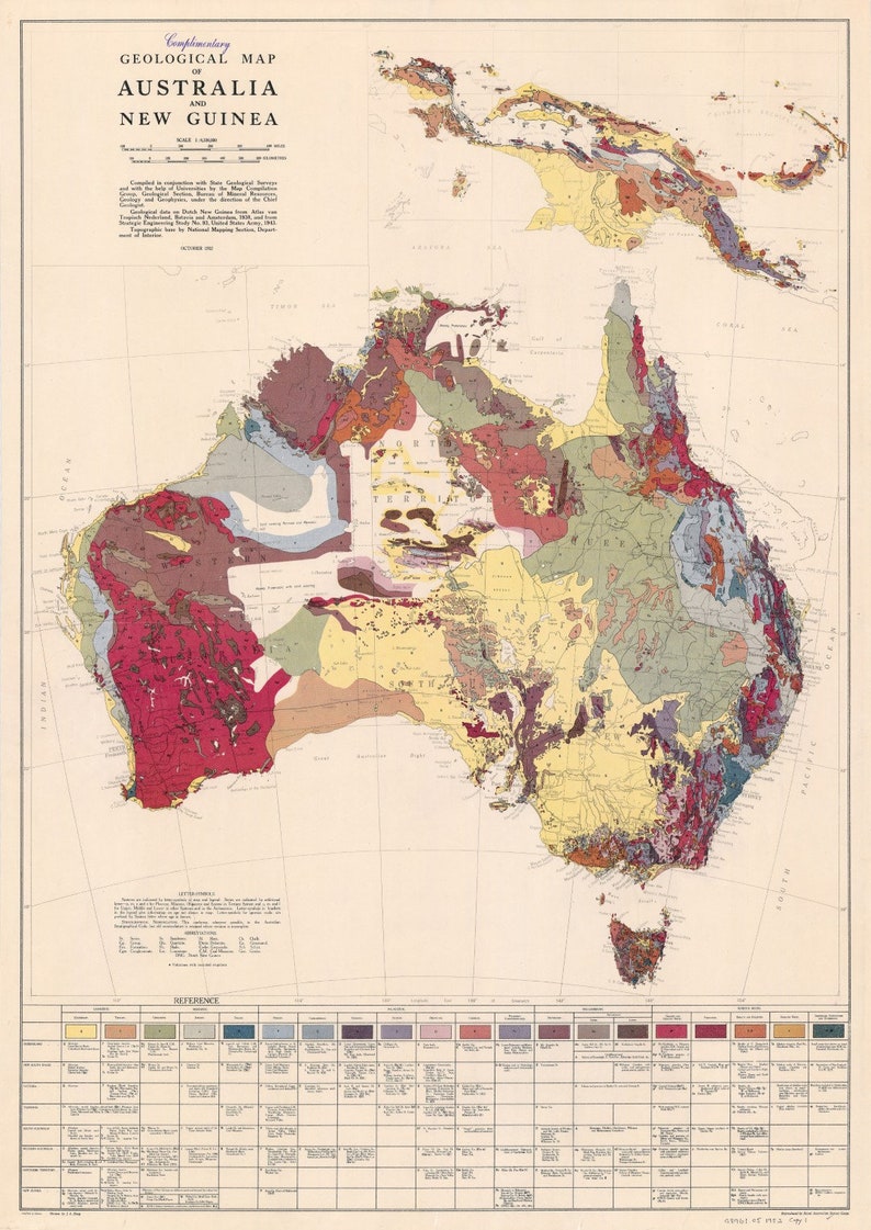 Detailed Geological Map of Australia Aus Premium Waterproof Tear Proof ...