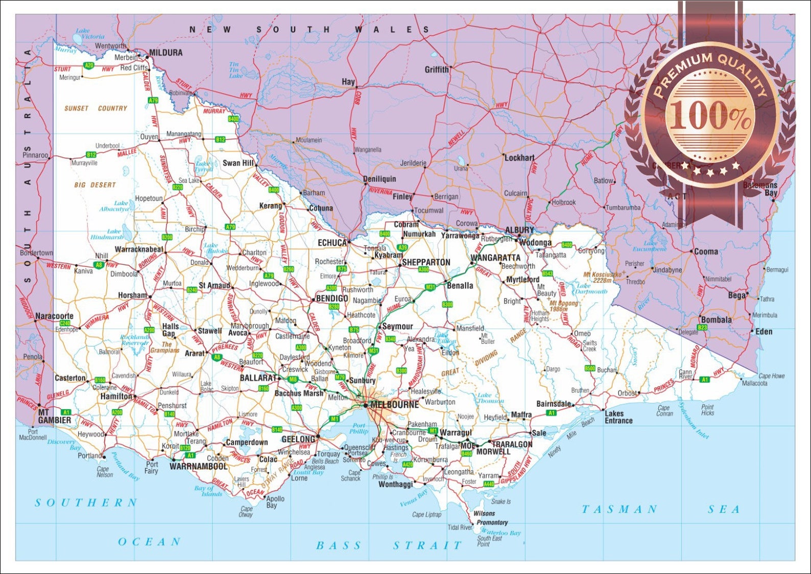 Detailed Map of Victoria Vic Aus Australian Roads Premium Waterproof ...