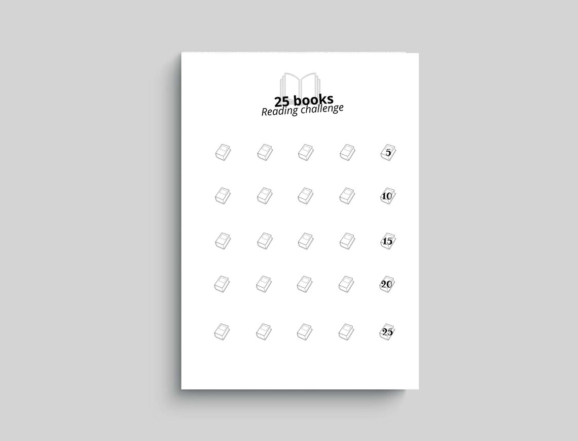 READING CHALLENGE Reading Tracker Printable 100, 50 or 25 Books ...