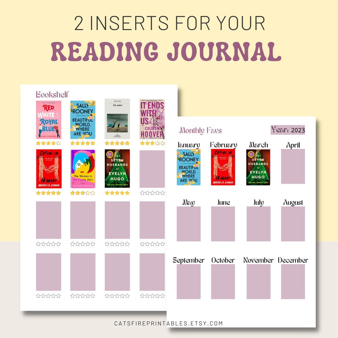 BOOK SHELF + Monthly Favs! Reading Journal for Book Covers. Instant ...