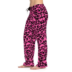 Women's Pink Leopard / Cheetah Print Pajama Pants, Pink Animal Print ...