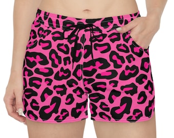 Women's Pink Leopard / Cheetah Print Pajama Pants, Pink Animal Print ...