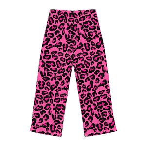 Women's Pink Leopard / Cheetah Print Pajama Pants, Pink Animal Print ...