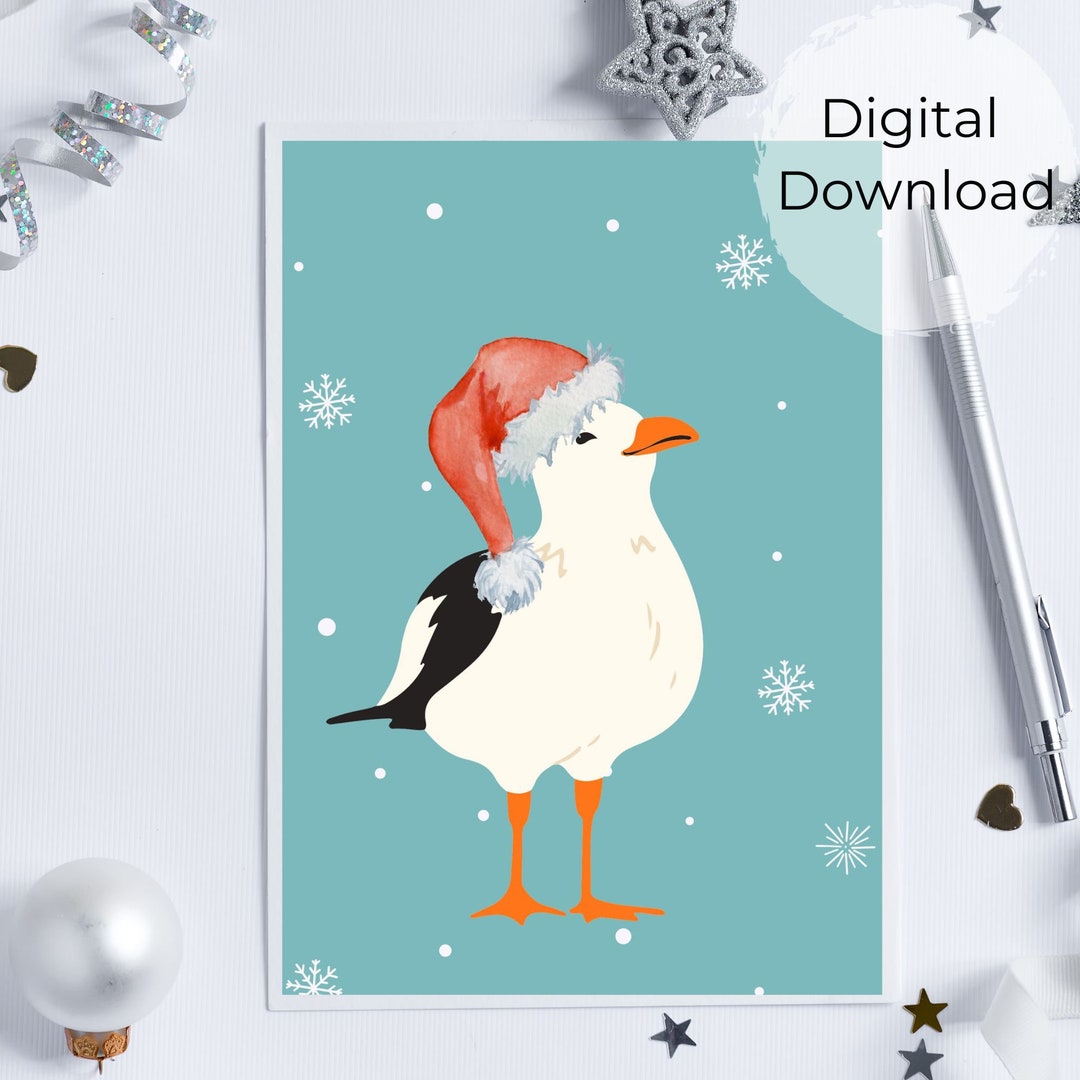 Seagull | Coastal Winter | Digital Download | Snowflakes | Christmas ...
