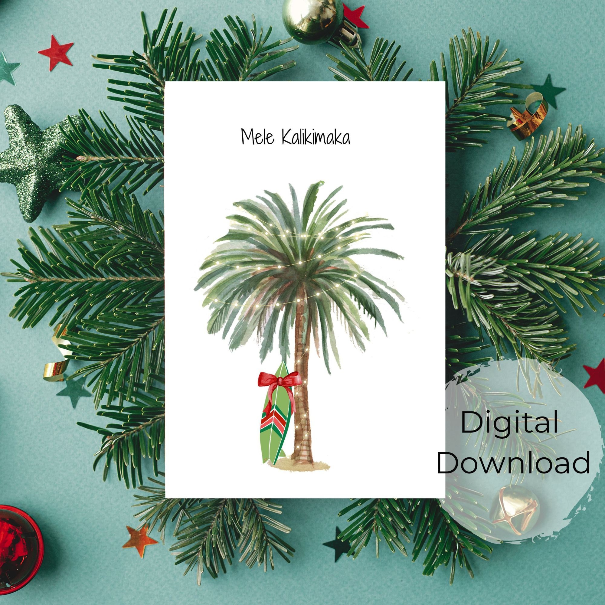 Mele Kalikimaka Christmas Printable Art | Tropical Palm Tree Wall Art ...