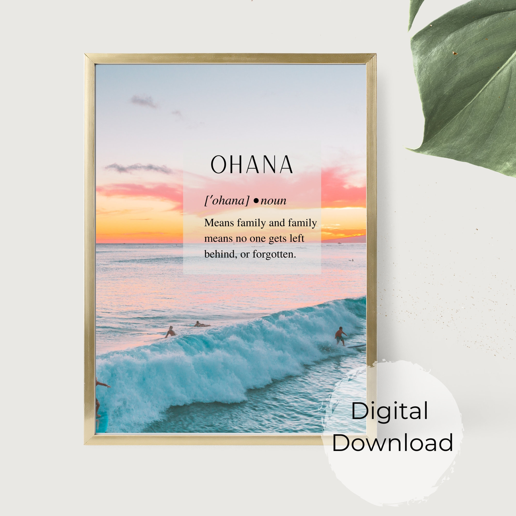 Ohana Definition Print Hawaiian Wall Art Surfer Wall Art Ohana Means ...
