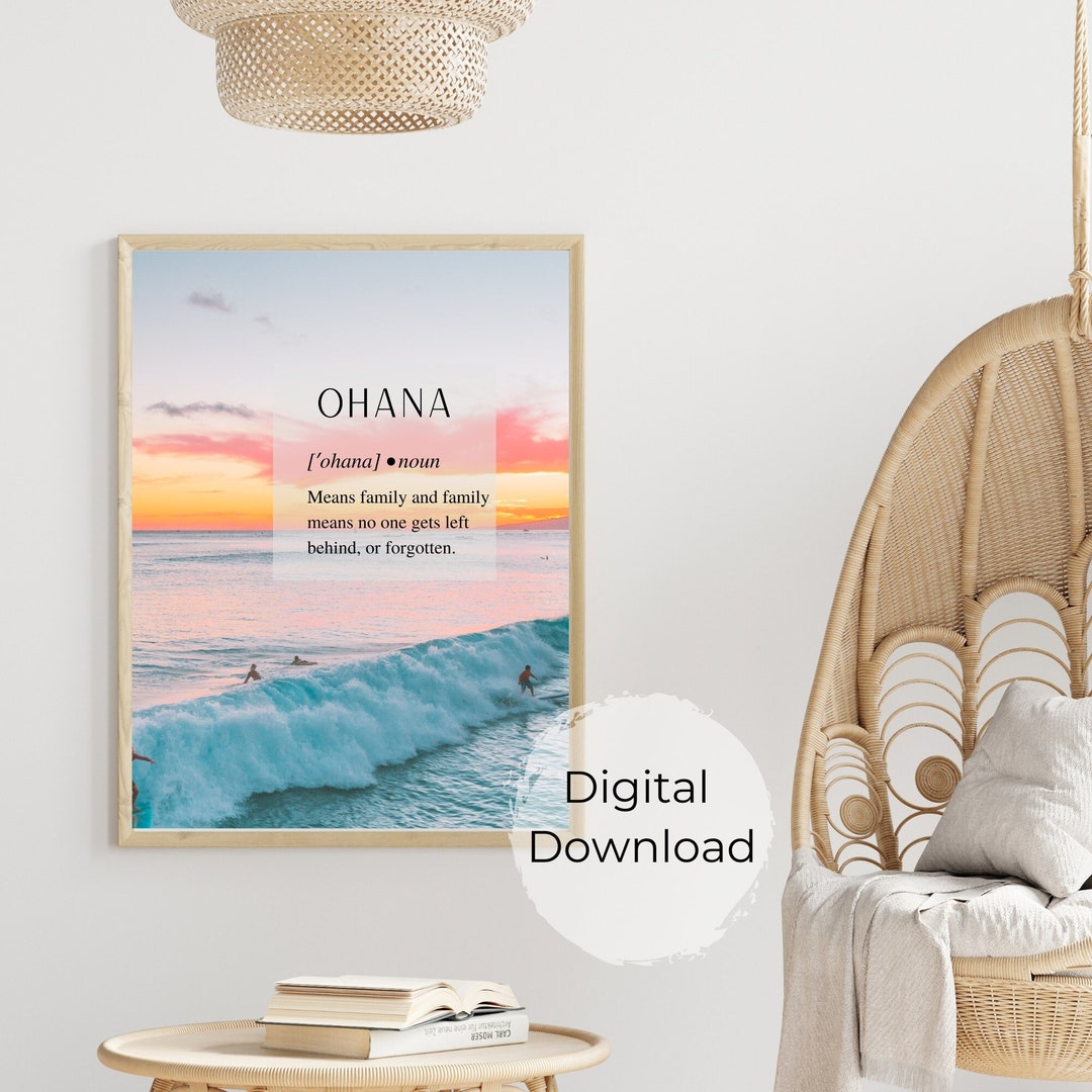 Ohana Definition Print | Hawaiian Wall Art | Surfer Wall Art | Ohana ...