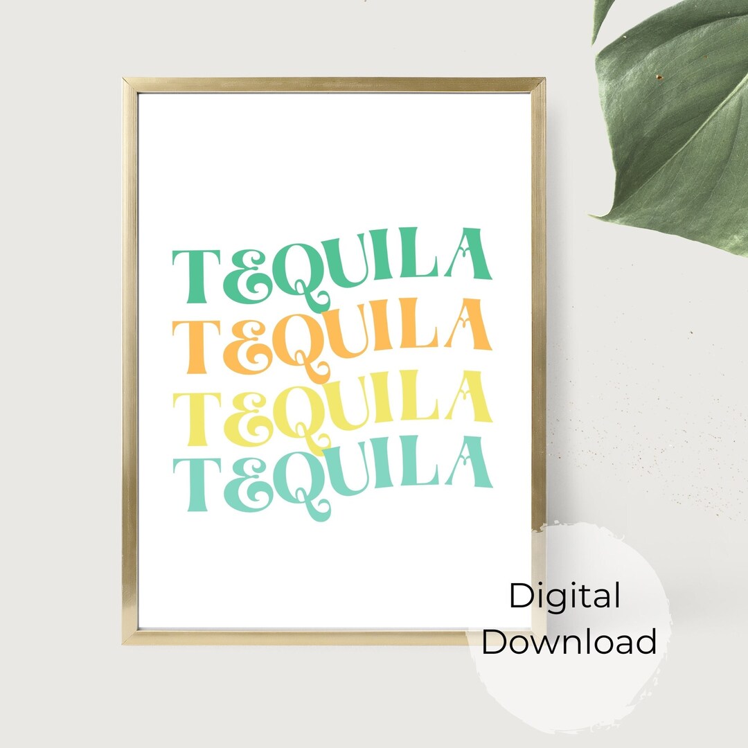 Tequila Wall Art Bar Cart Art Home Bar Decor Summer Colors Tequila ...