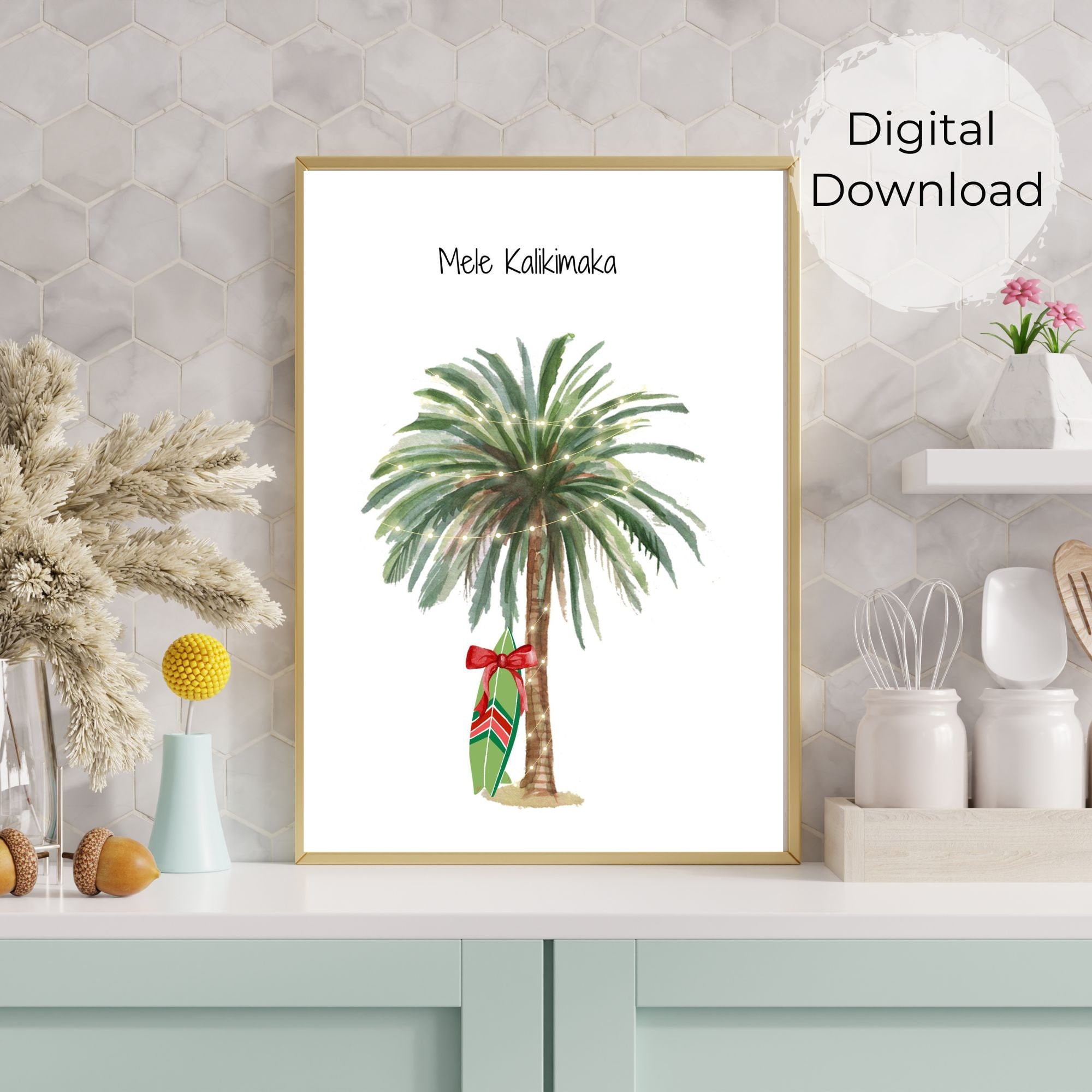 Digital Wall Art Mele Kalikimaka Winter Digital Download Hawaiian ...