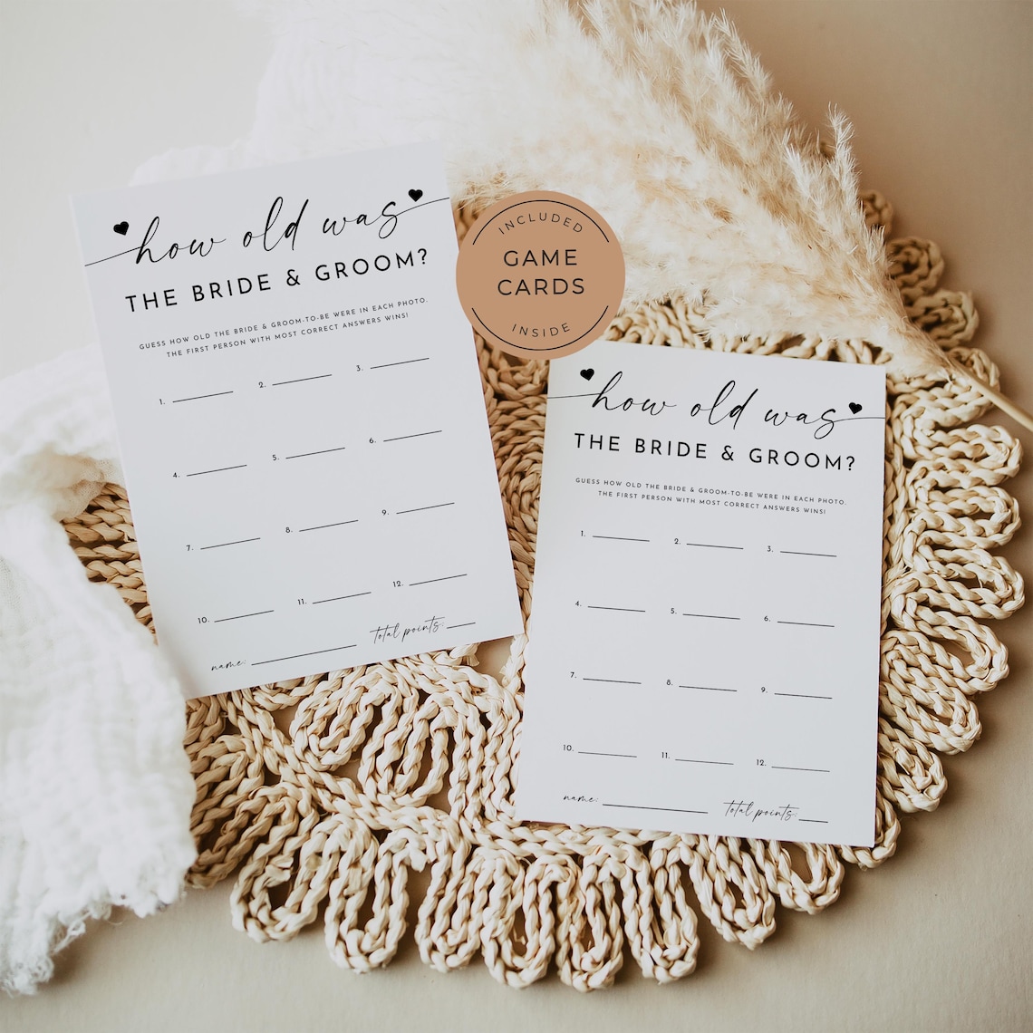 How Old Were the Bride and Groom Game Sign, Fun Bridal Shower Activity ...